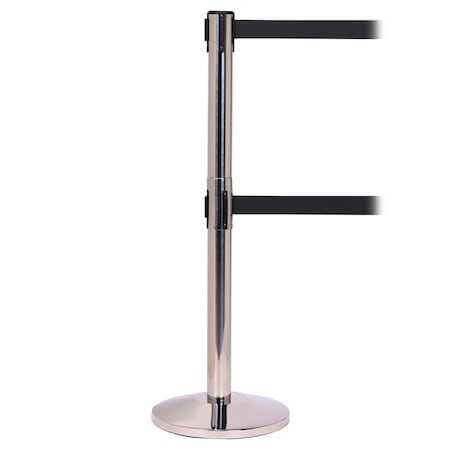 Queue Solutions Retractable Dual Belt Barrier, Red, 13 ft Length ...