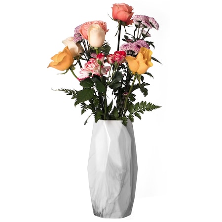 Uniquewise Contemporary Ceramic Marble Look Design Table Vase Geometric ...