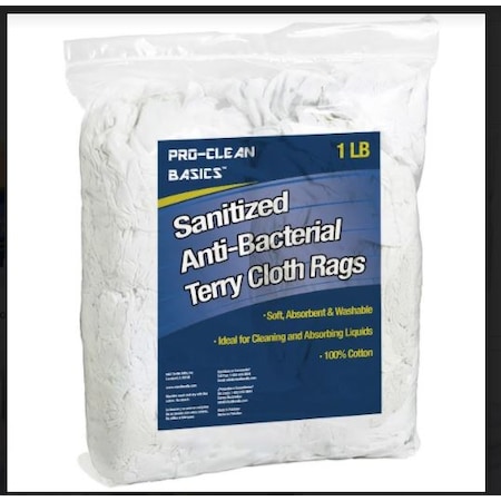 Proclean Sanitized Anti-Bacterial Terry Cloth Rag, White, 1lbs Bag ...