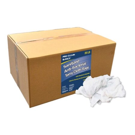 Proclean Sanitized Anti-Bacterial Terry Cloth Rag, White, 25lbs Bag ...