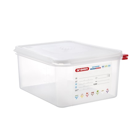 Araven AIRTIGHT CONTAINER POLYPROPYLENE GN1/2, 10.5qt TRANSPARENT, 12 3 ...