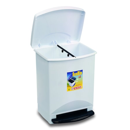 Araven WASTE BASKET W/FOOT PEDAL OPEN LID, 6.6 GAL, WHITE 08271 | Zoro