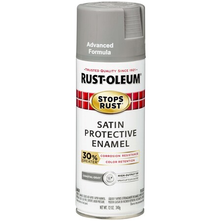 Rust-Oleum Stops Rust Advanced Spray Paint, Coastal Gray, Satin, 12 oz ...