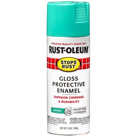 Rust-Oleum Rust Preventative Spray Paint, Deep Mint, Gloss, Solvent, 12 ...
