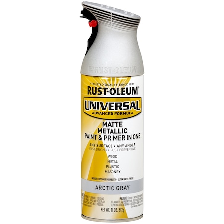 Rust-Oleum Spray Paint, Arctic Gray, Flat Metallic, Solvent, 11 oz ...