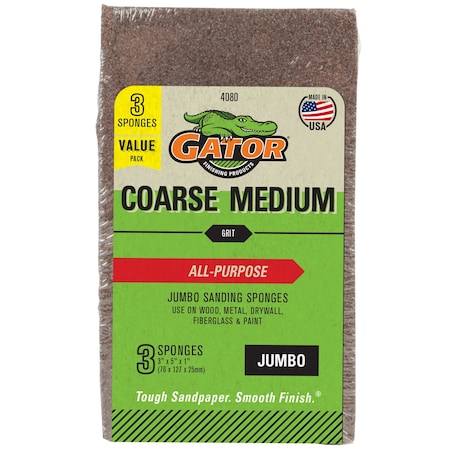 Gator Finishing All-Purpose Jumbo Sanding Sponges, Coarse Medium Grit ...