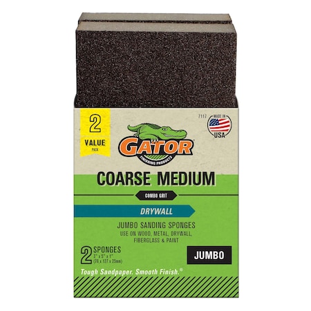 Gator Finishing Drywall Jumbo Sanding Sponges, Coarse/Medium Combo Grit ...