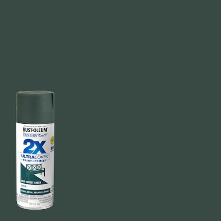 Rust-Oleum Spray Paint, Forest Green, Satin, Solvent, 12 Oz 350372 | Zoro