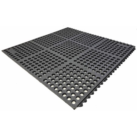 Rhino Mats G-Series Drainage Mat, Rubber, Drainage Holes, 3 ft W x 3 ft ...