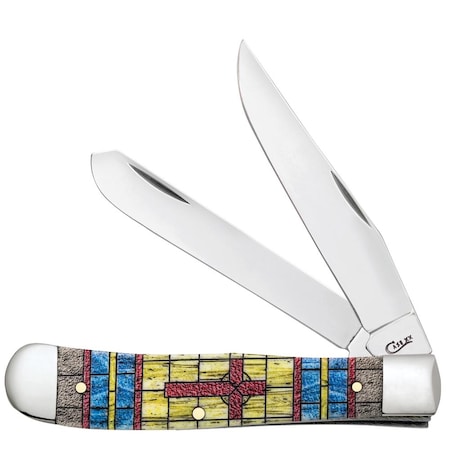 Case Cutlery Embellished Smooth Natural Bone Trapper 6254 S W/Color ...