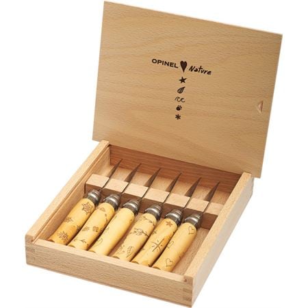 Opinel Sas 2018 Opinel Wooden Box Of 6 Mixed Ndegrees07 Nature 8Cm OPI ...