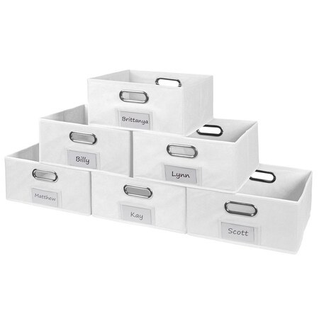 Regency Half-Cube Foldable Bins, 12 in W, 6 in H, White, Fabric ...