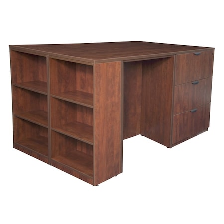 Regency Lateral File/ 3 Desk Quad with Bookcase End StandUp LatFile ...