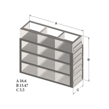 Custom Biogenic Slide-Out Freezer Rack, 3", 3x4 Array 247481 | Zoro