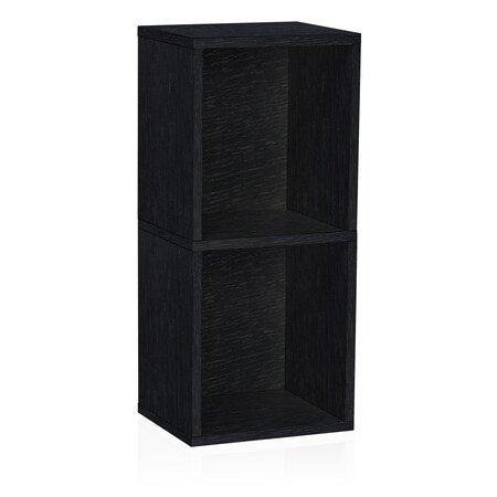 Way Basics Eco 2 Shelf Narrow Bookcase, Black BS-285-340-770-BK | Zoro