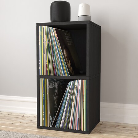 Way Basics 2-Shelf Vinyl Record Storage Unit, Black BS-SCUBE-2-BK | Zoro
