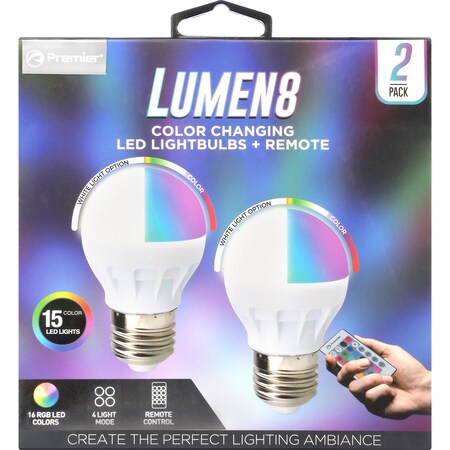 Lumen8 Lumen 8 LED Bulb w/Remote 2pk PLED03 | Zoro