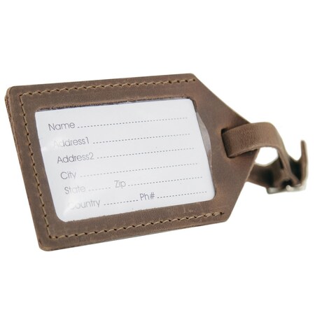 Rustico Leather Luggage Tag - Machine Sewn in Dark Brown AC0150-0001 | Zoro