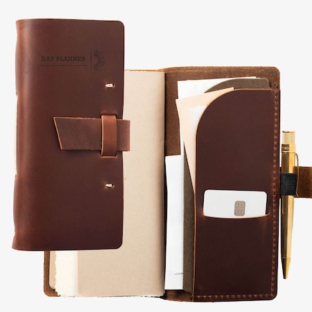 Rustico Leather Pocket Daily Planner Log Pro Edition in Saddle OF0009 ...
