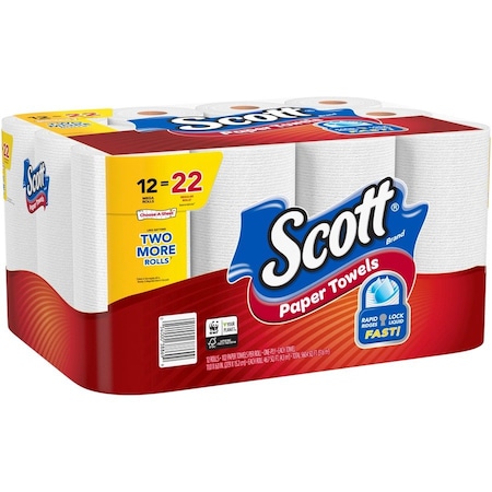 Scott Scott Roll Paper Towels, White, 2 PK KCC38869CT | Zoro