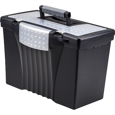 Storex Portable File Box w/Organizer, Ltr/Lgl, Black STX61510U01C | Zoro