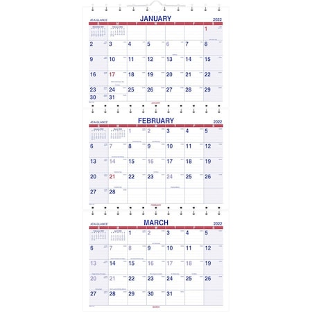 At-A-Glance Calendar, Wall, 3-Month View AAGPMLF1128 | Zoro