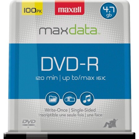 Maxell DVD-R, SPINDLE, 100PK MAX638014 | Zoro