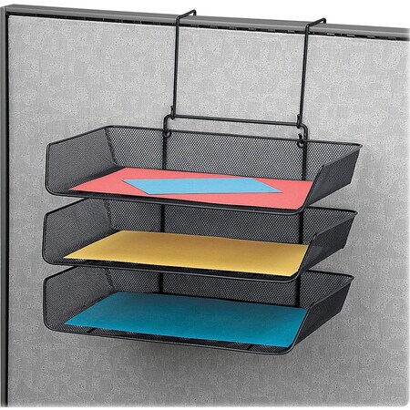 Fellowes File Tray, Side Load, 3-Tier, Partition/Wall Mount, Mesh/BK ...