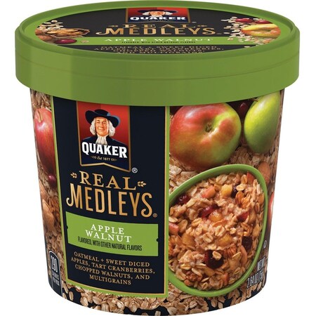 Quaker Oats Real Medleys Apple Walnut Oatmeal, 1.34oz., 12/CT, GN PK ...