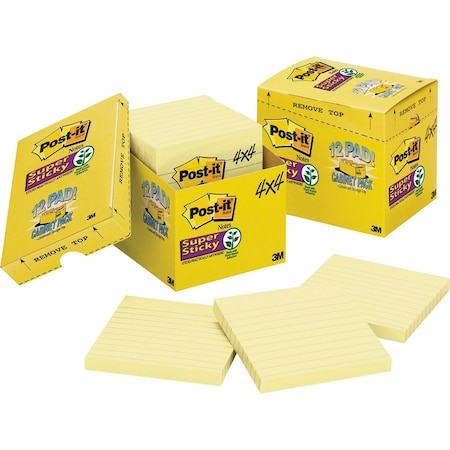 Post-It Note, Postit, 4X4, Lined, 12Pk MMM67512SSCP | Zoro