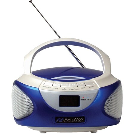 Amplivox Sound Systems Boombox, w/Top-loading CD&Radio, Bluetooth, Blue ...