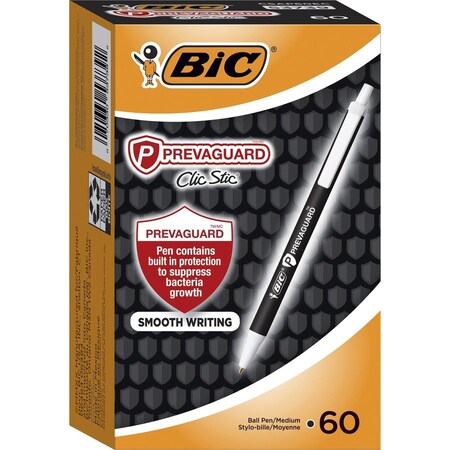 Bic Pen, Retractable, Antimicrobial, Medium, 60/BX, Black PK ...