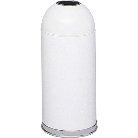 Safco 15 gal Open Top Dome Waste Receptacle, White, Stainless Steel ...
