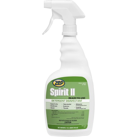 Zep Spirit II Detergent Disinfectant, 32 fl oz (1 quart) Citrus, Clear ...