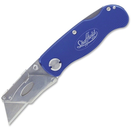 Sheffield Lockback Utility Knife, Folding, Blue GNS12113 | Zoro