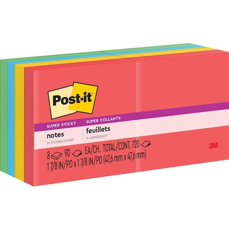 Post-It Notes, 2X2, 8Pk, Assrtd Pk MMM6228SSAN | Zoro