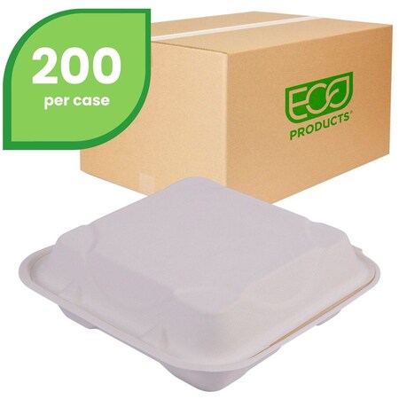 Eco-Products Container, 9X9 Hinged, Wht 4PK ECOEPHC93 | Zoro