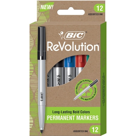 Bic ReVolution Permanent Markers, 12PK BICPMER12AST | Zoro