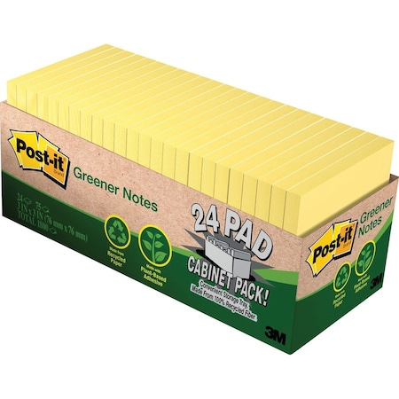 Post-It Note, Post-It, Rcyc, 3X3, 24Pk MMM654R24CPCY | Zoro