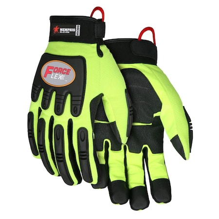 Mcr Safety Gloves, ForceFlex Multi-Task HV Lime w/ PU Grip, XXL, PR ...