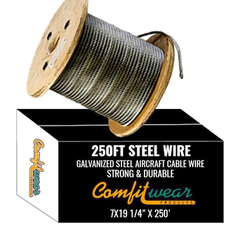 Comfitwear 1/4-in x 500-ft Galvanized Steel Aircraft Cable Wire, 7x19 ...