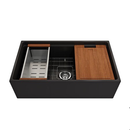 Bocchi Contempo Workstation Apron Front Fireclay 33 in. Single Bowl ...