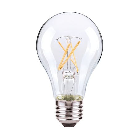 Satco Bulb, LED, 8W, 3000K, 120V, Clear, E26, A19, PK 4 S21734 | Zoro
