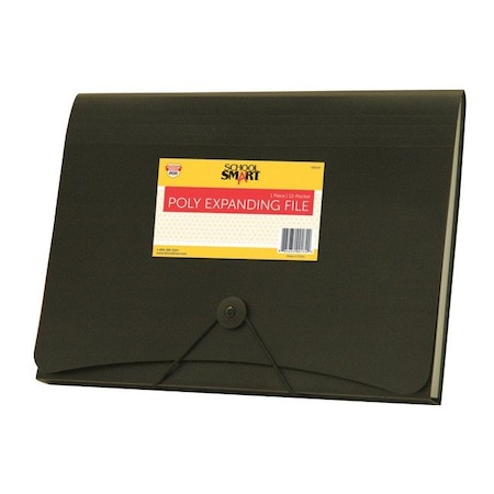 School Smart Poly Expanding File Folder, 13 Pockets, Black 085104 | Zoro