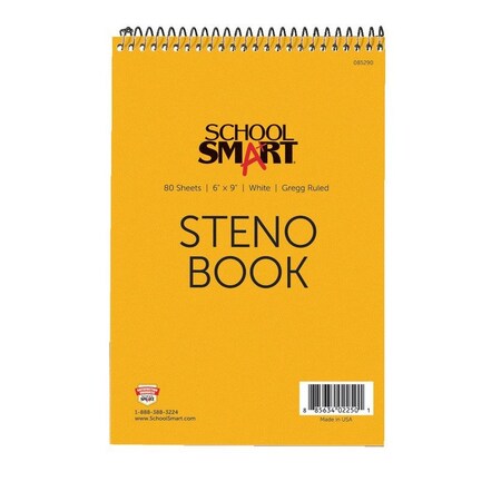 School Smart NOTEBOOK STENO 6X9 GREGG RULED WHITE 80 SHTS P085290SS ...