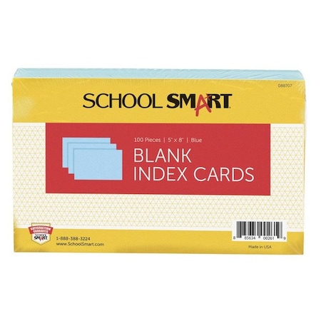 School Smart INDEX CARDS 5X8 UNRULED BLUE PK OF 100 PK IND58BL | Zoro