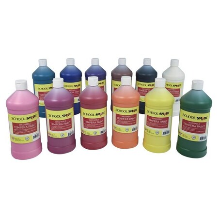 School Smart PAINT TEMPERA WASH ASST COLORS Quart, 12 PK 2002803 | Zoro
