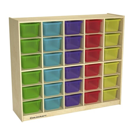 Childcraft Mobile Cubby Unit, 30 Translucent Color Trays, 47-3/4 x 13 x ...