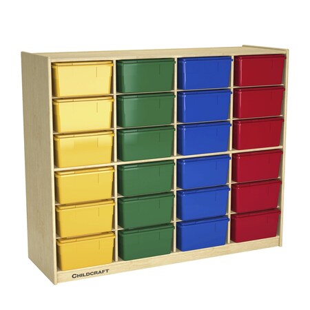 Childcraft Mobile Cubby Unit, 24 Assorted Color Trays, 50 x 16-3/4 x 42 ...