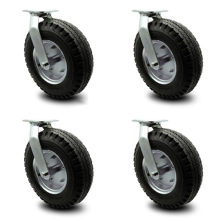 Service Caster 12 Inch Black Pneumatic Wheel Caster Swivel with 2 ...